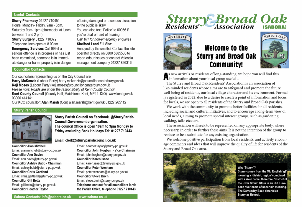 Our first leaflet for Sturry and Broad Oak – SABORA